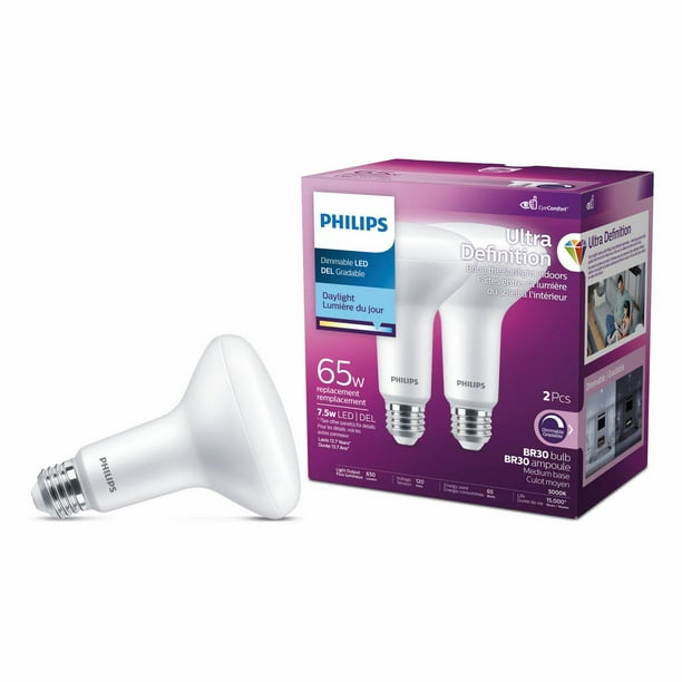PHILIPS 7.2W (65W) BR30 Ultra High Definition Medium Base Daylight ...