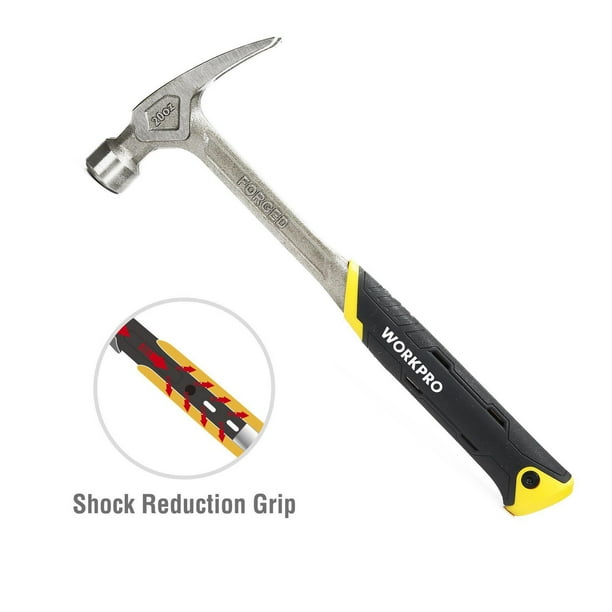 WorkPro 20 Oz One-Piece Forged Claw Hammer with Anti-Shock Handle ...