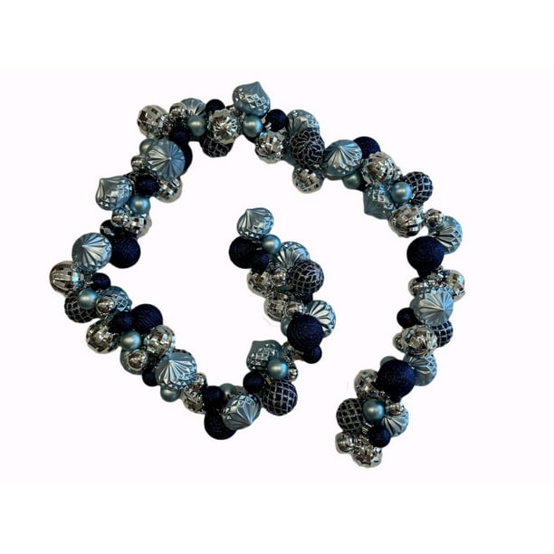 Holiday Time 65-In Braided Garland in Blue & Silver, Holiday Time 65-In ...