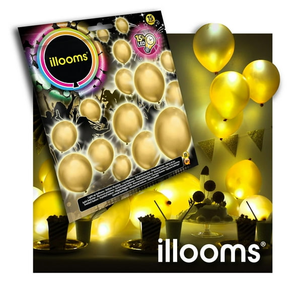 illooms Light Up LED Gold Balloons 15PK UPC; 843699103887, Pack of 15 ...