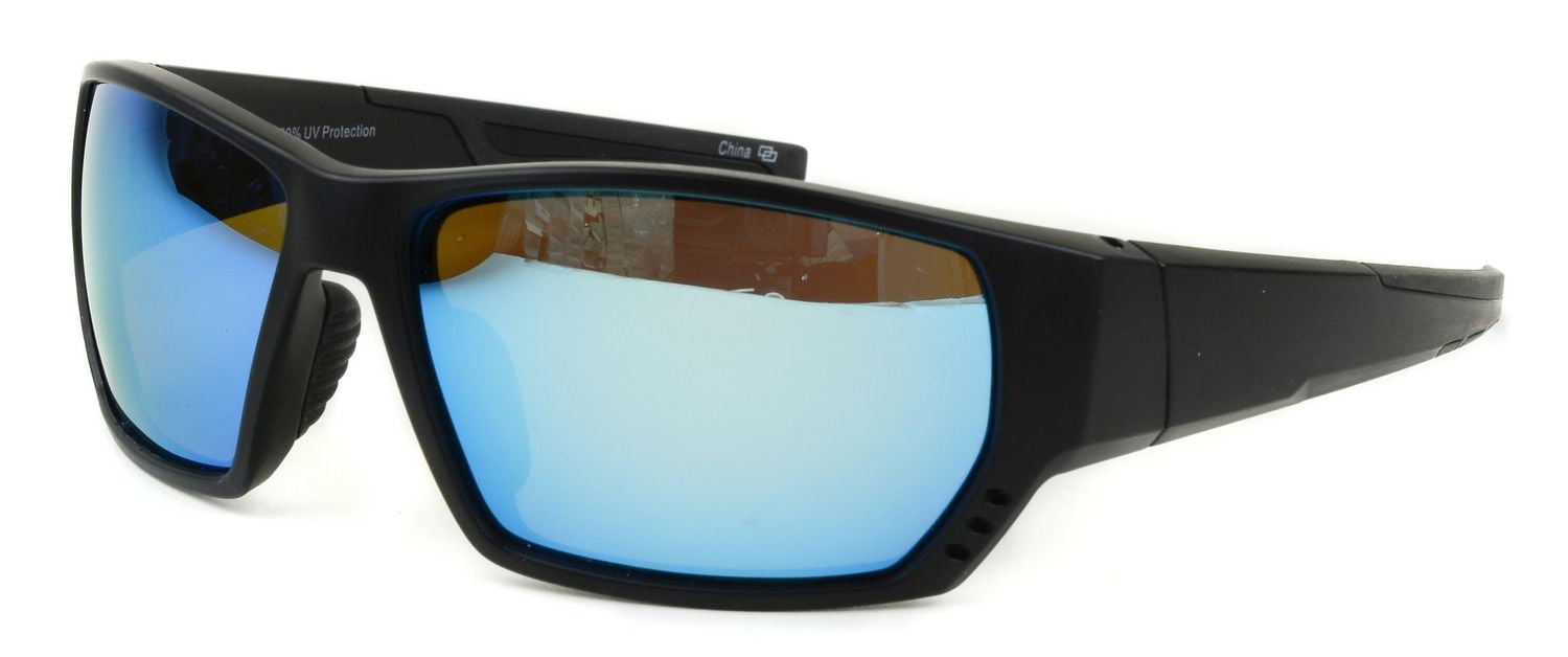 Athletic Works Polarized Black with Ice Blue Revo Lens Sunglasses ...