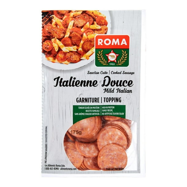 Roma Cooked Sliced Italian Mild Sausage, 175 gr - Walmart.ca
