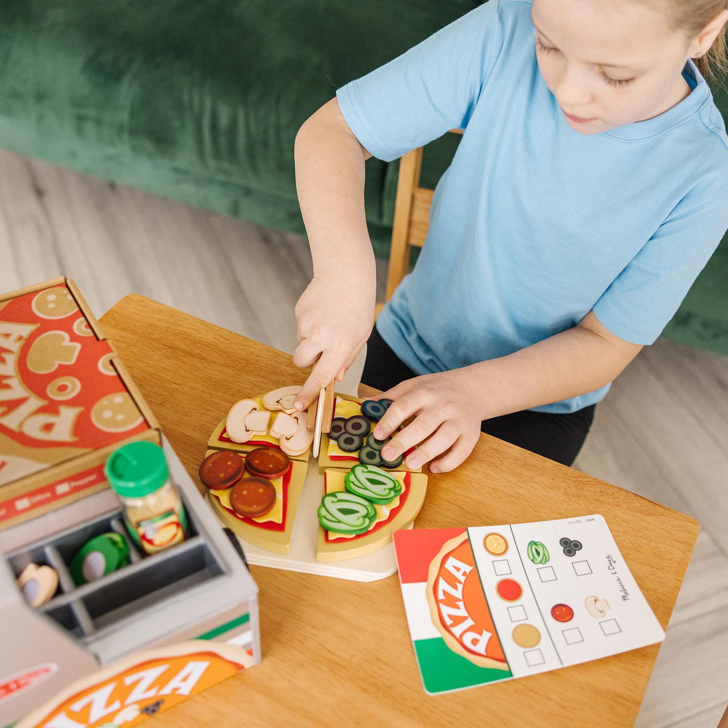 Melissa Doug Top Bake Wooden Pizza Counter Play set 34 pcs