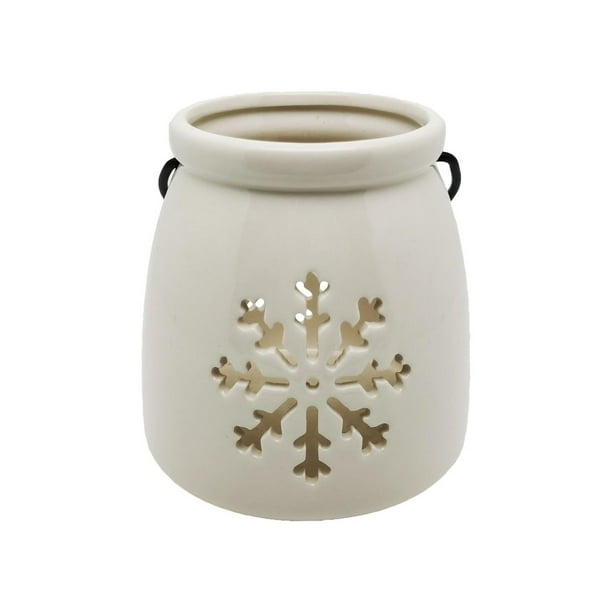 Holiday Time ceramic snowflake Lantern, 5.1 inch x 5.1 inch x 5.1 inch ...