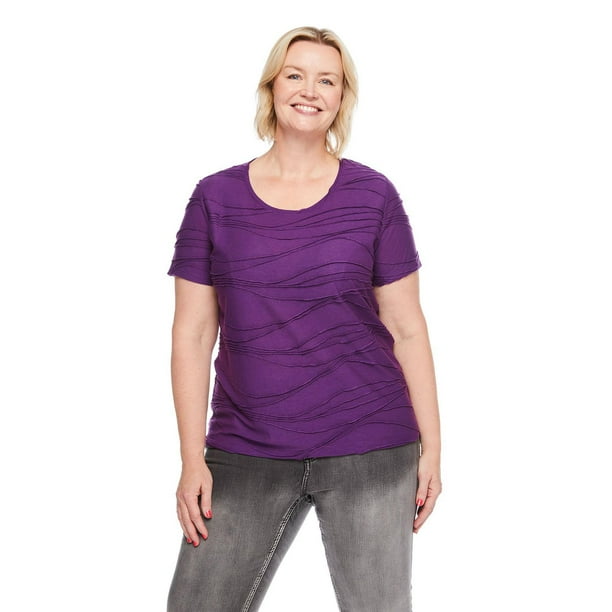 Iyla Plus Women's Short Sleeve Ripple Tee, Sizes 1X-4X - Walmart.ca