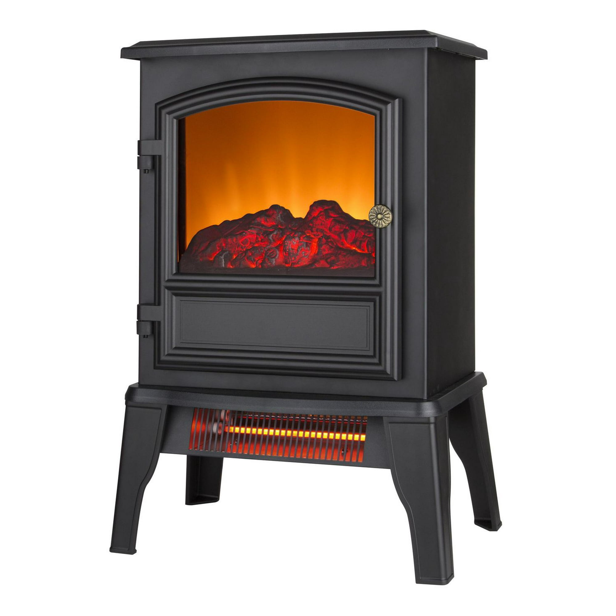 Mainstays Black 1500w 2-Setting 3D Electric Stove Heater with Life-like ...