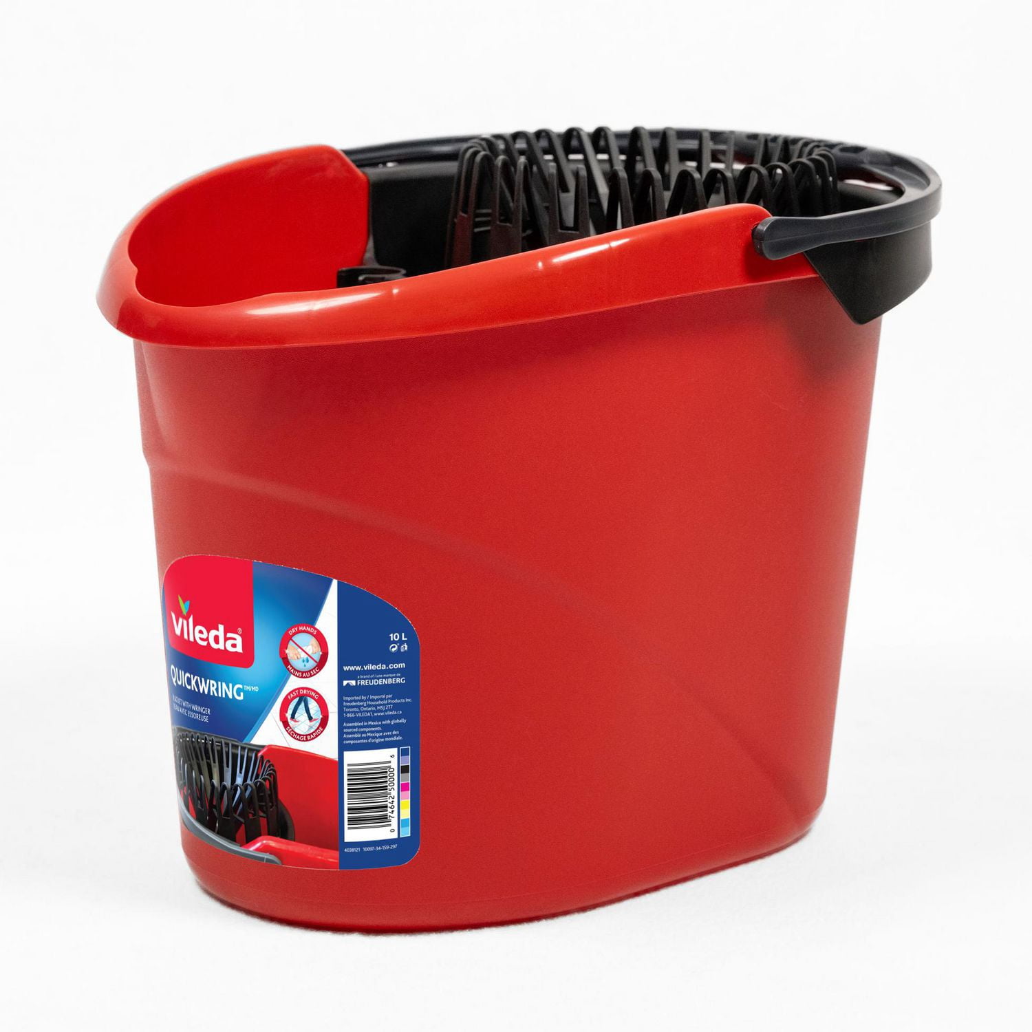 Vileda QuickWring Bucket - Built-in Wringer, Fast Drying Floors, 10 L ...