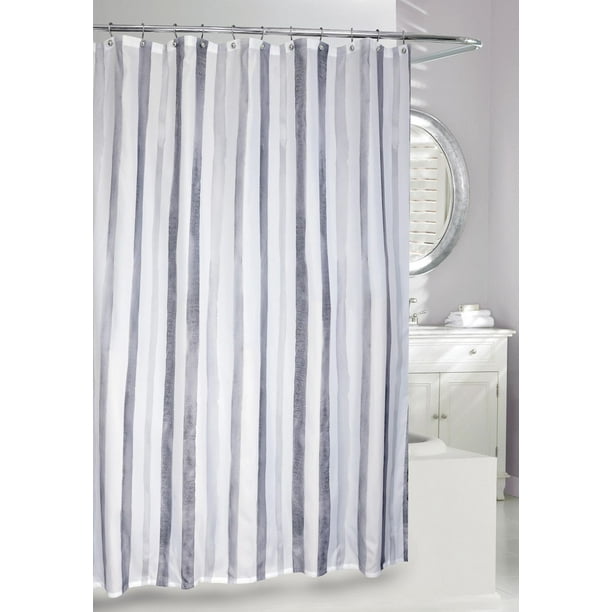 MODA AT HOME WATERCOLOUR STRIPE FABRIC SHOWER CURTAIN - GREY - Walmart.ca