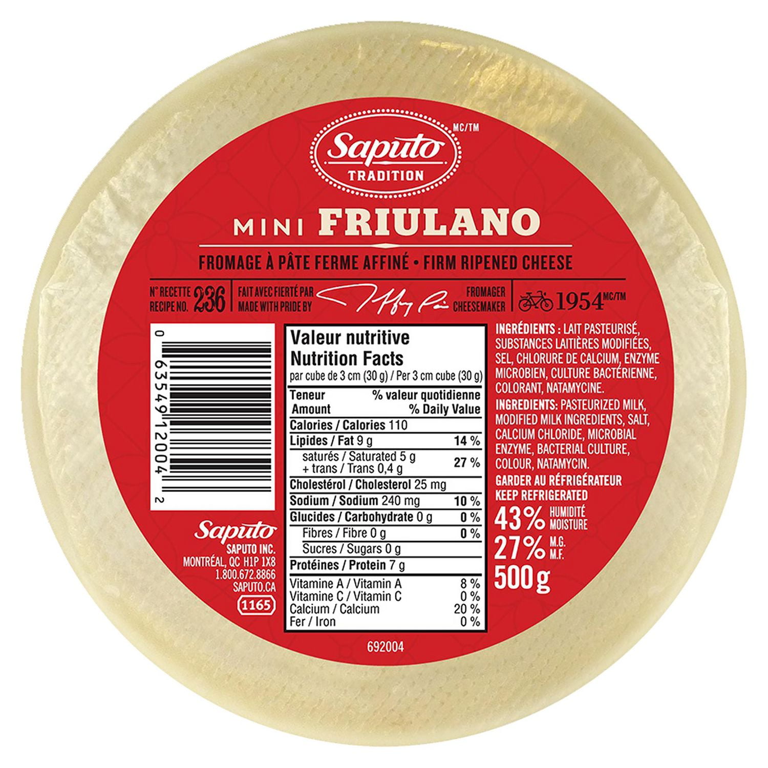 Click here for Saputo Friulano Cheese prices