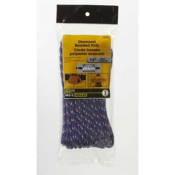 50'x1/4" Diamond Braided Poly Rope 1 Piece - Walmart.ca