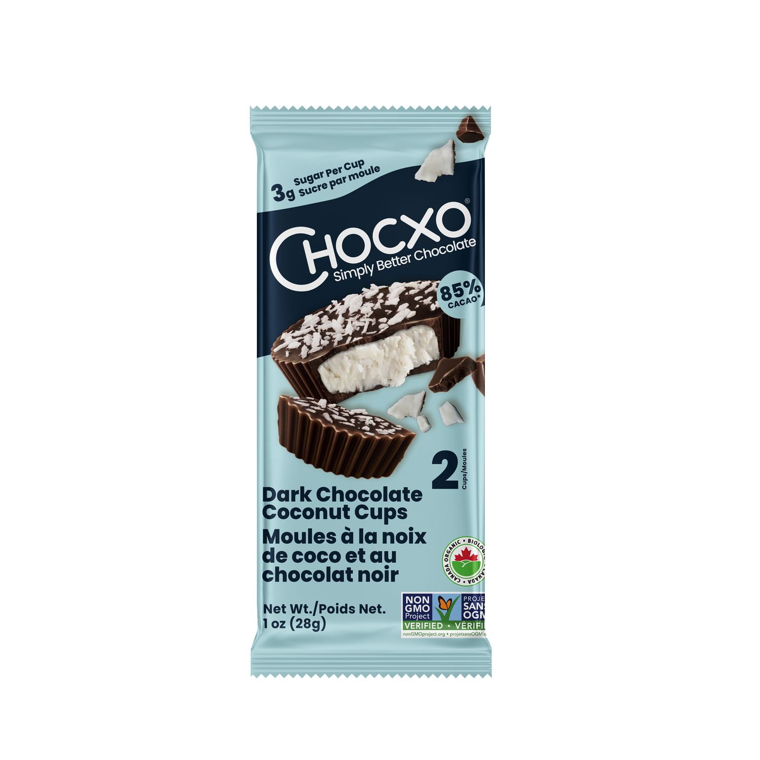 Click here for Chocxo Dark Chocolate Organic Coconut Cups 28g prices