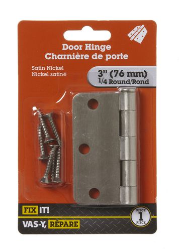 Charnière de porte 3 po nickel satiné1/4 rond 1 pièce | Walmart Canada