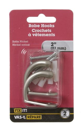 2" Satin Nickel Robe Hook 2 Pieces | Walmart Canada