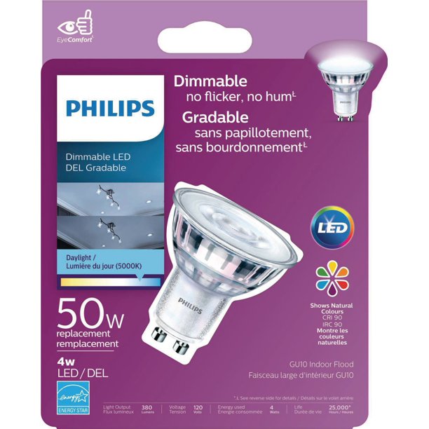 PHILIPS 4W GU10 Daylight LED bulb (50W replacement) - Walmart.ca
