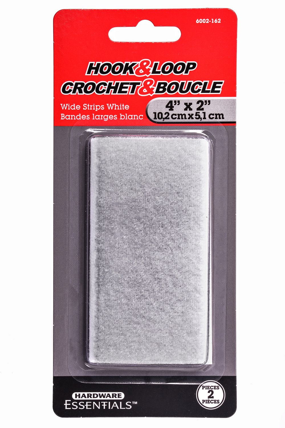 Hardware Essentials Hook and Loop 4" x 2" White Easy Grip Wide Strips ...