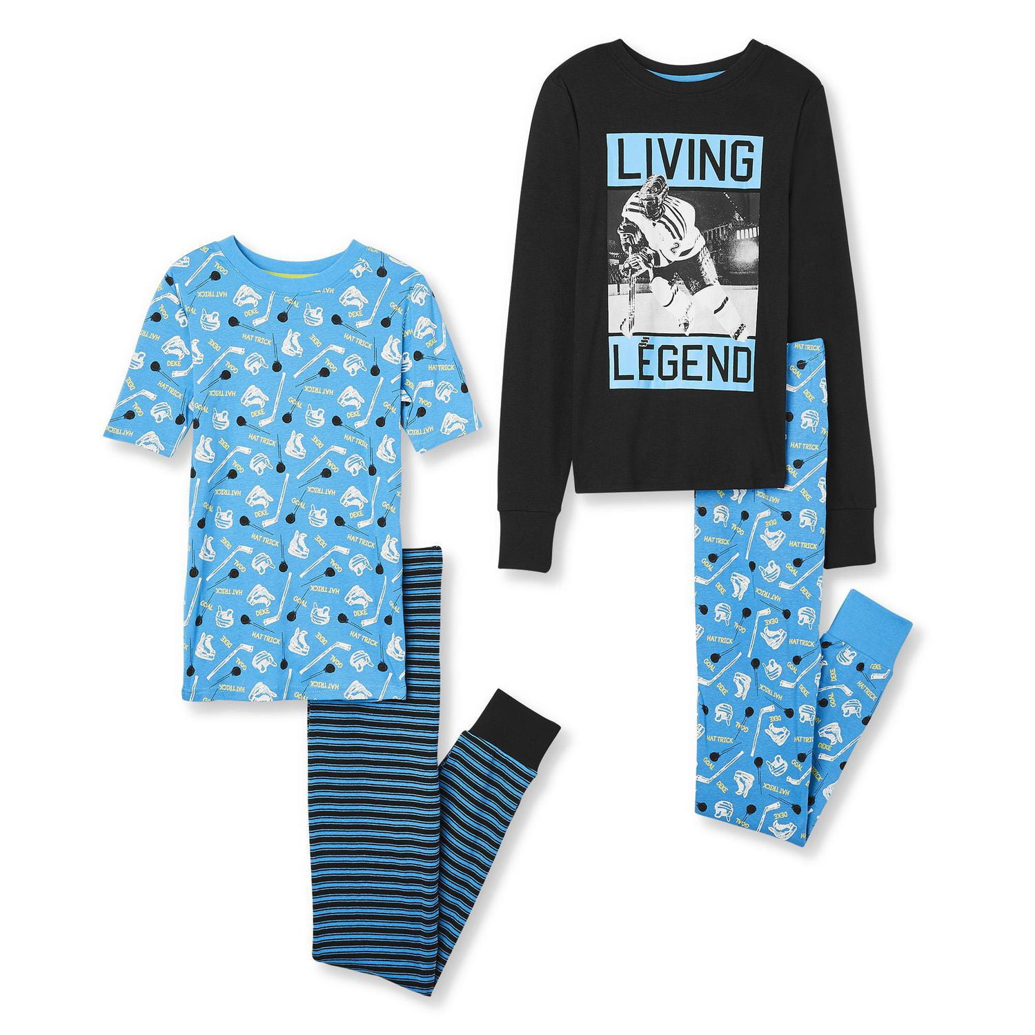 George Boys' Long and Short Sleeve Tops and Joggers 4-Piece Rib PJ Set ...