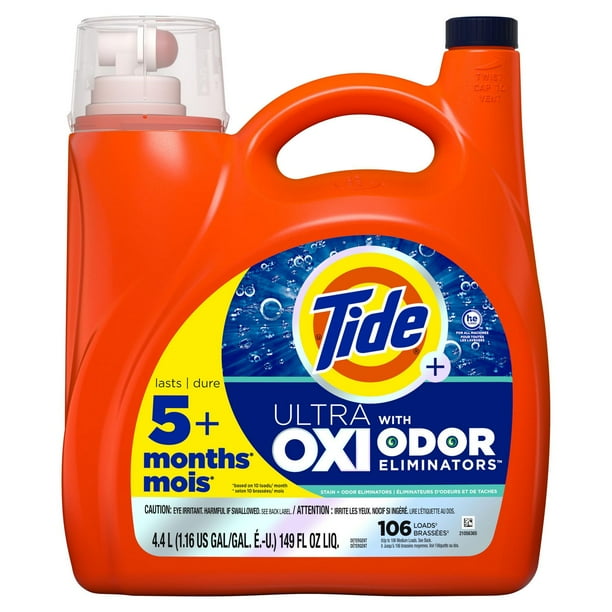 Tide Ultra Oxi Liquid Laundry Detergent, HE Compatible, 106 loads, 4.4L ...