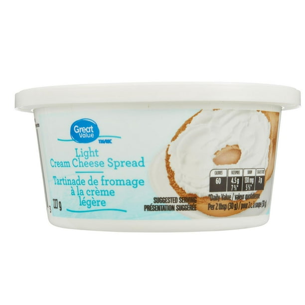 Great Value Light Cream Cheese Spread, 227 g - Walmart.ca