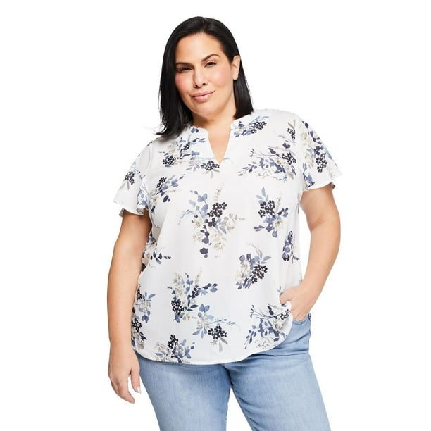 Iyla Plus Women's Flutter Sleeve Top - Walmart.ca