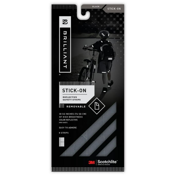Brilliant® Reflective Strips Stick-On Black (8 Strips) - Walmart.ca