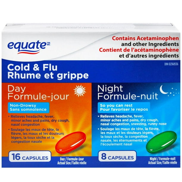 Equate Cold & Flu, 16 Day Liquid Capsules, 8 Night Liquid Capsules ...