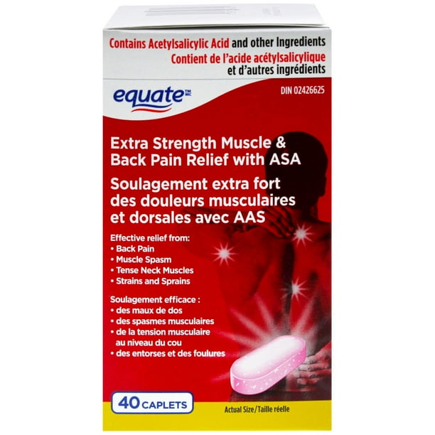 Equate Extra Strength Muscle & Back Pain Relief with ASA, 40 Caplets ...