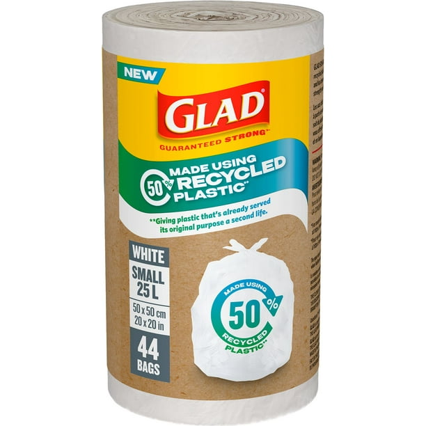 Glad White Garbage Bags - Small 25 Litres - Made using 50% Recycled ...