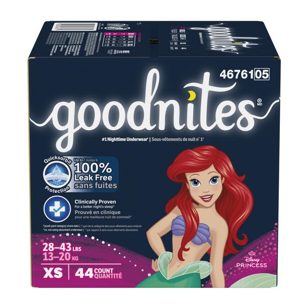 Goodnites Girls' Nighttime Bedwetting Underwear, Giga Pack, Size XS ...