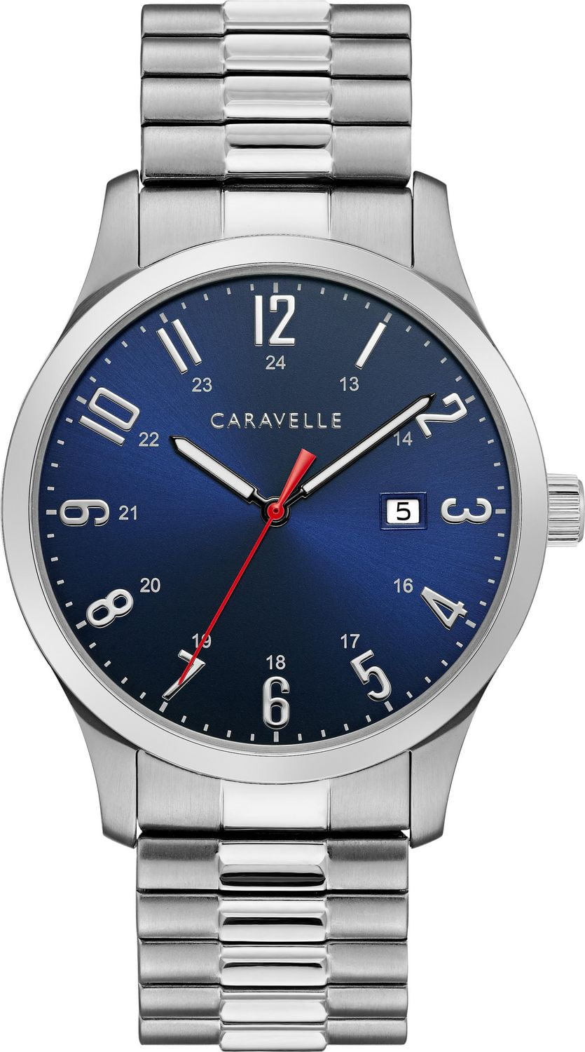 Click here for Caravelle Mens Silver-Tone Quartz Watch One Size prices