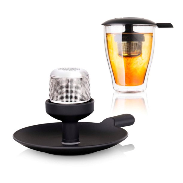 Tomorrow's Kitchen Black Single Tea Server Set with Strainer and Drip ...