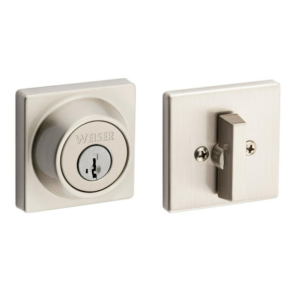 Weiser Elements Square Mechanical Deadbolt - Grade 3 in Satin Nickel ...