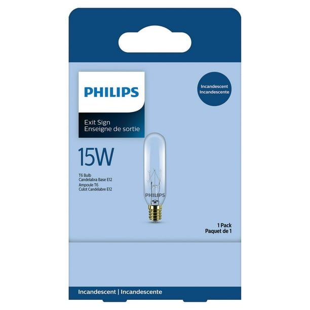 PHILIPS 15W T6 Candelabra Base Exit Sign Light Bulb, 15W, T6 - Walmart.ca
