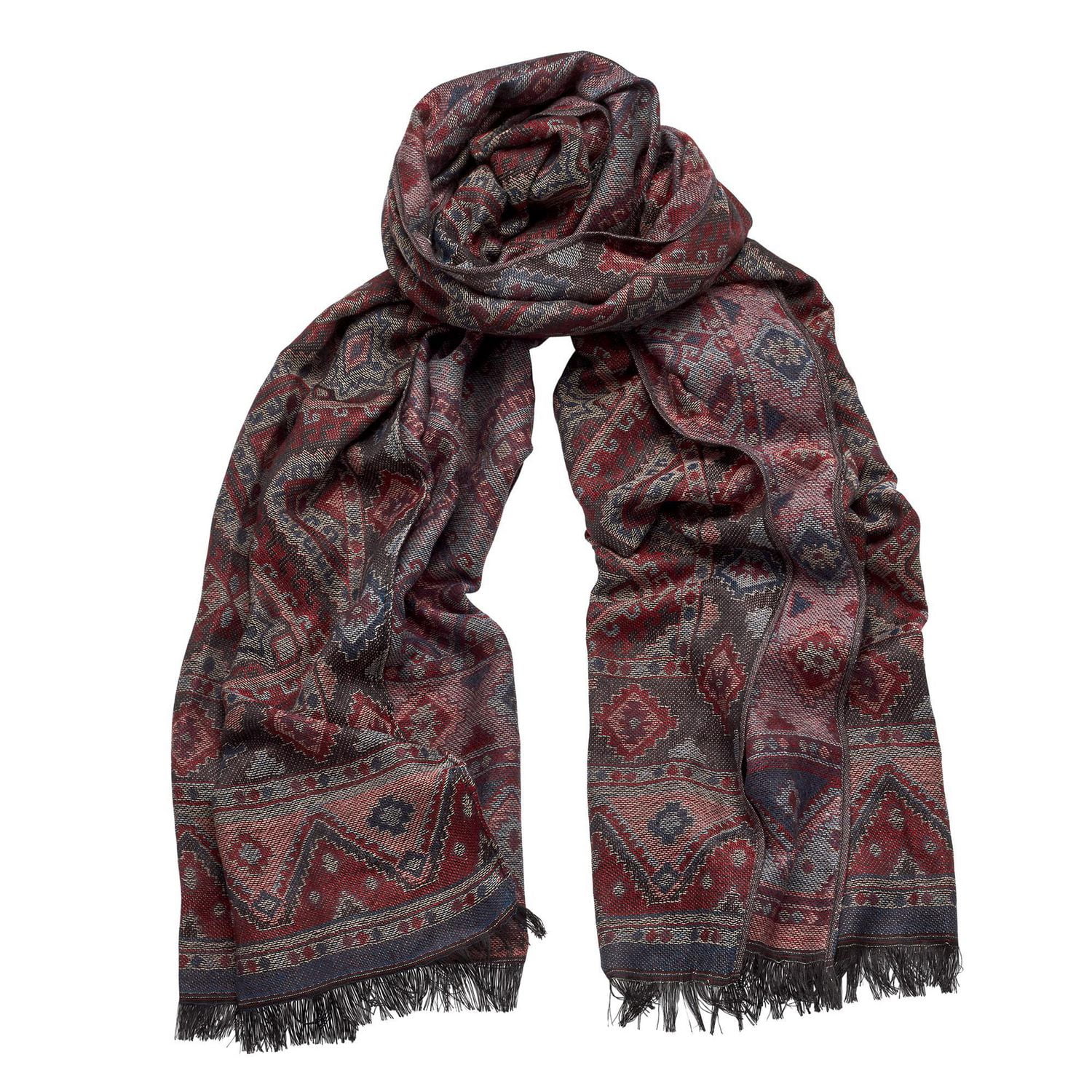 Click here for Tile Jacquard Scarf By George Burgundy One Size prices