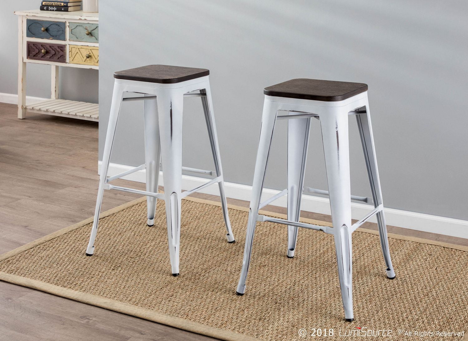 Lumisource Oregon Bar Stools In White espresso Set Of 2