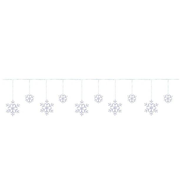 10 MIXED SIZE TWINKLING WHITE SNOWFLAKE ICICLE LIGHTS, 150 PURE WHITE ...