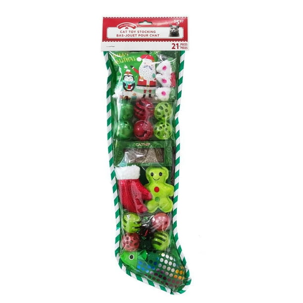 Holiday Time 21 Piece Cat Toy Stocking, Green - Walmart.ca
