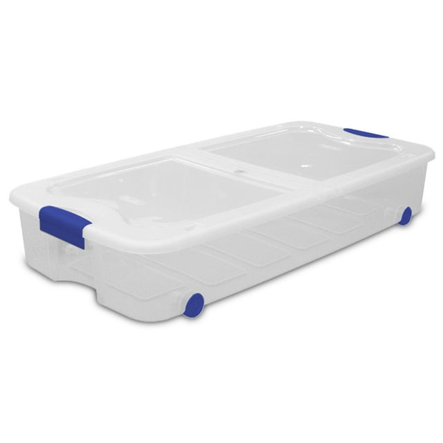 Sterilite 62 L Ultra™ Wheeled Underbed Storage Box (Varsity Blue ...