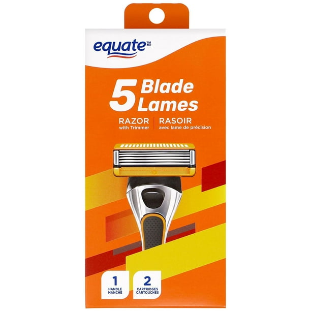 Equate Men's 5 Blade Razor with Trimmer and 2 Cartridges, 1 Handle, 2 ...