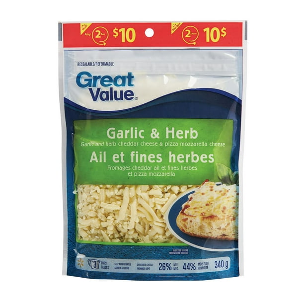 Great Value Garlic And Herb Shredded Cheese - Walmart.ca