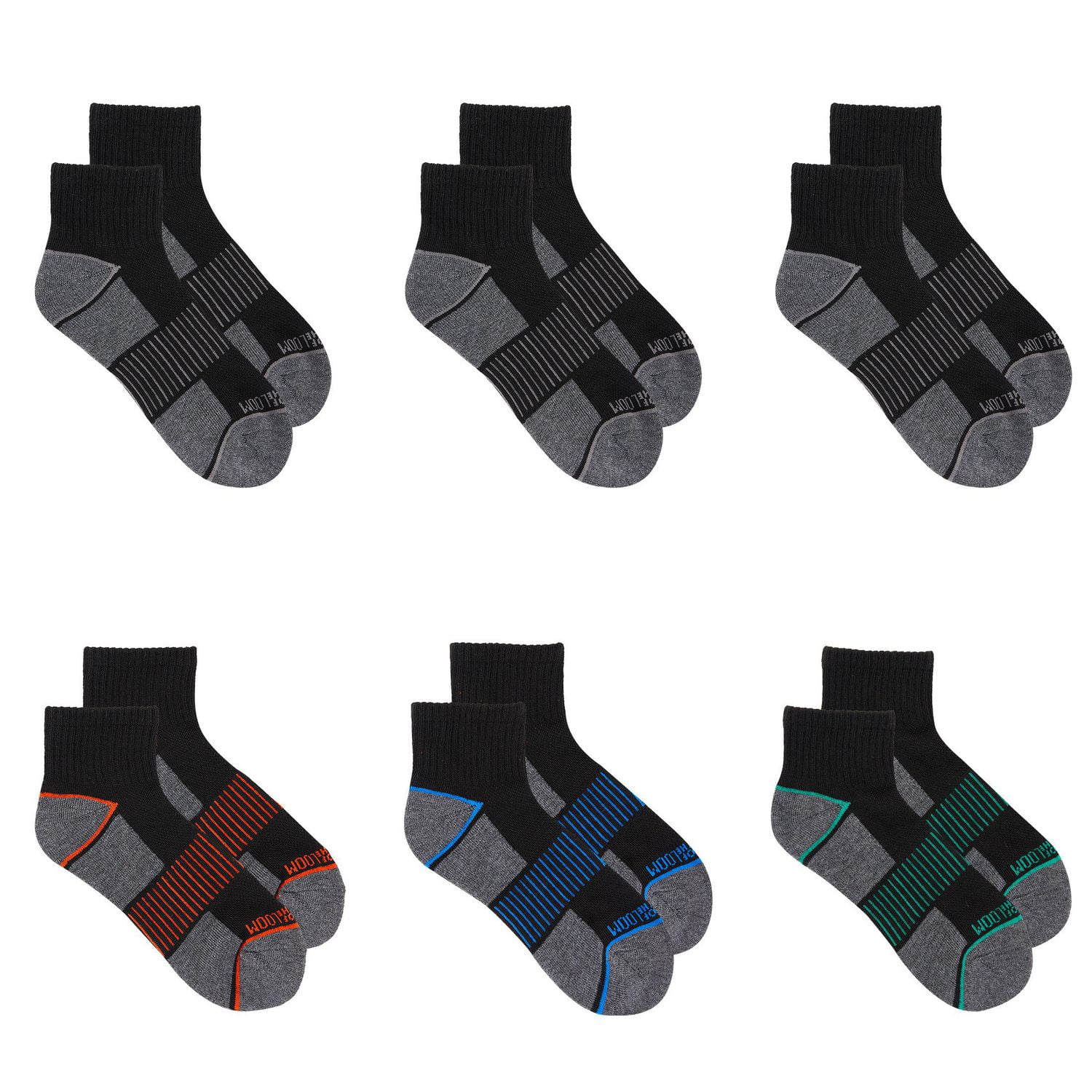 Click here for Fruit Of The Loom Boys 6 Pack Ankle Socks 3-9 prices