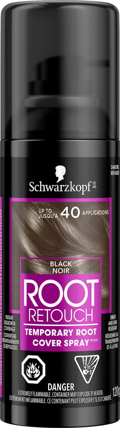Schwarzkopf Root Retouch Temporary Root Cover Spray, Black, Black, 120g ...