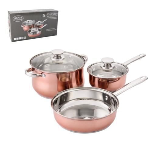 Alpine Cuisine 5 piece Rose Gold Stainless Steel Cookset - Walmart.ca