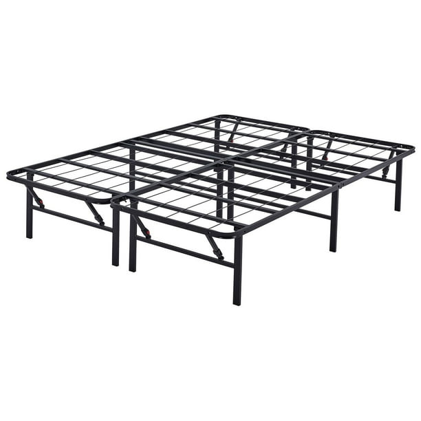 Mainstays 14" High Profile Foldable Steel Bed Frame, Powder-coated ...