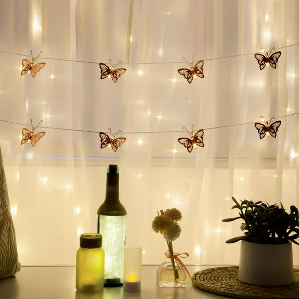 Merkury 8.5 FT. Floating Butterflies Metallic LED Light Decor, Metallic ...