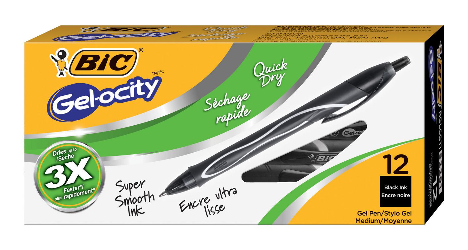 BIC Gelocity Quick Dry Gel Pen Black Medium (0.7mm) Dozen Box | Walmart ...