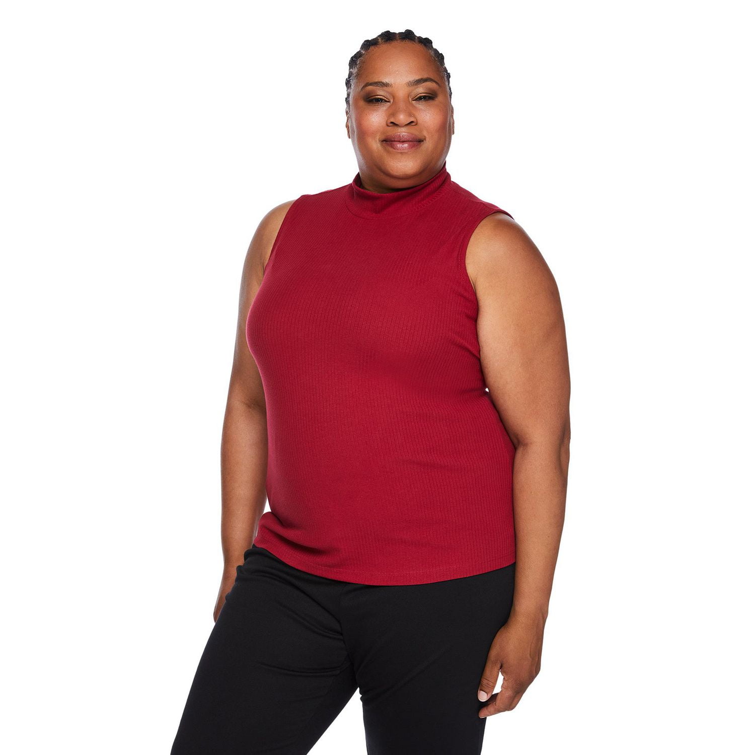 Click here for Iyla Womens Plus Mock Neckline Rib Top 1x prices