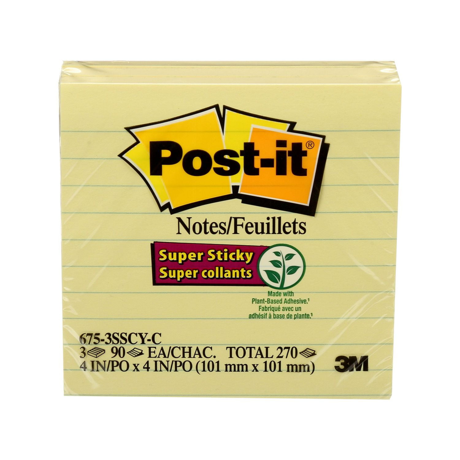 Post-it® Super Sticky Notes 675-3SSCY-C SS, Yellow | Walmart Canada
