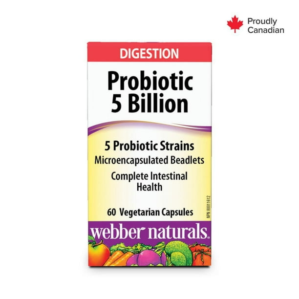 Webber Naturals® Probiotic 5 billion 5 Probiotic Strains, 60 Vegetarian ...