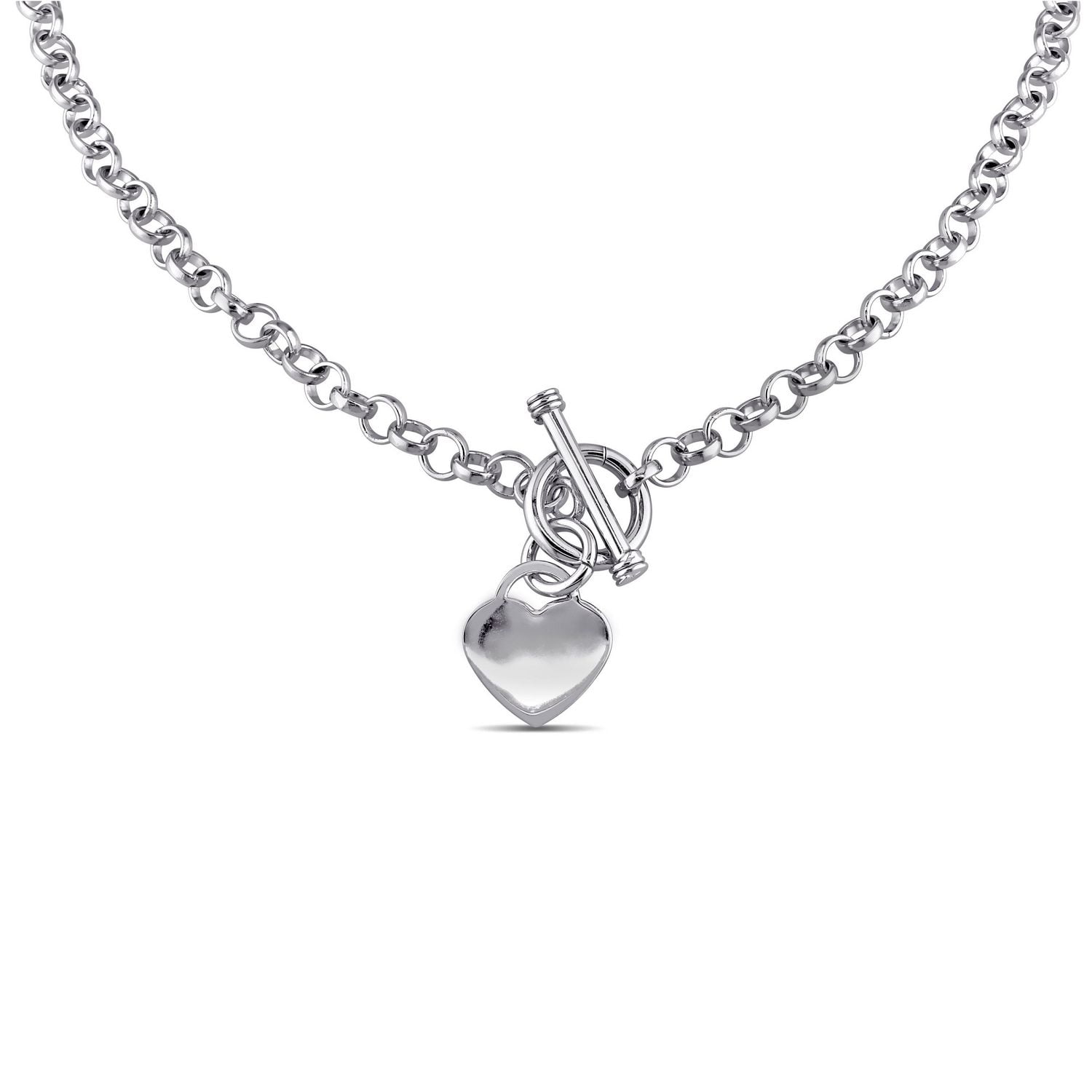 Click here for Asteria Sterling Silver Heart Charm Link Necklace... prices