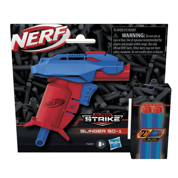 Nerf Alpha Strike Slinger SD-1 Single-Fire Dart Blaster - Includes 2 ...